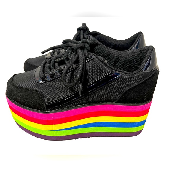 YRU | Shoes | Yru Kazari Rainbow Black Platform Sneakers Size 6 | Poshmark